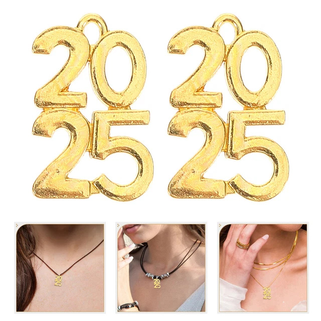 25PCS YEAR 2025 Charms 2025 Year Letter Charms Pendant 2025 Graduation ...