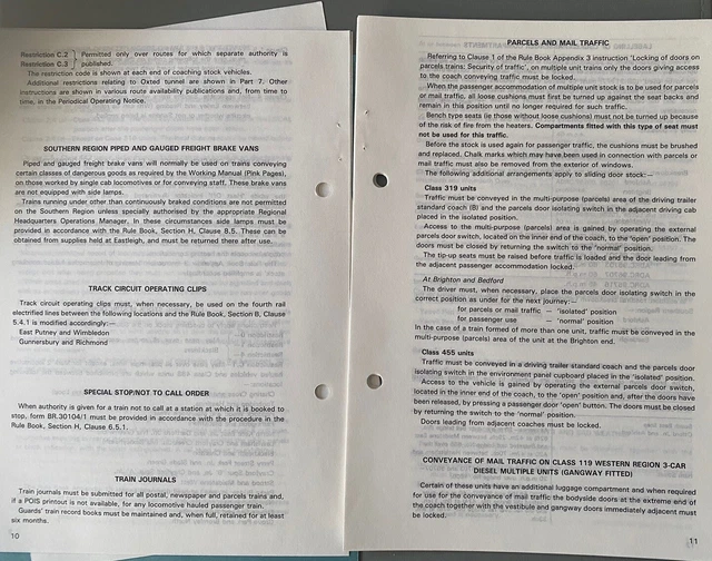 BRITISH RAIL SOUTHERN Region Sectional Appendix Part 4 Waterloo 1991 ...