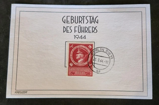 GERMAN THIRD REICH Nazi Adolf Hitler Birthday Stamp 1943 w special ...
