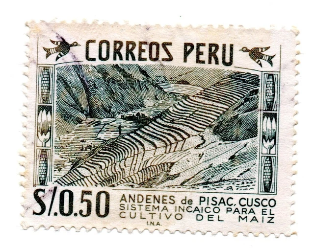 INCA FARMING SYSTEM for corn crop, Andenes Pisac Cusco, Perú 1952 ...