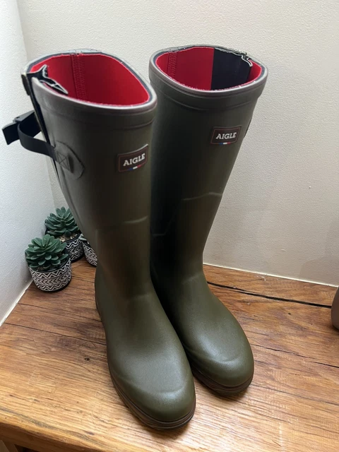AIGLE PARCOURS 2 ISO Wellington Boots UK Size 9 (EU 43) Green Wellies £ ...