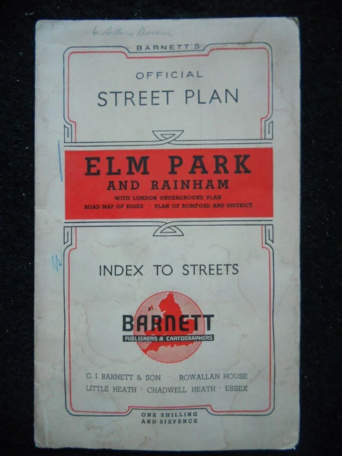 VINTAGE STREET PLAN Map of Elm Park & Rainham, Essex c1950s - Barnett's ...