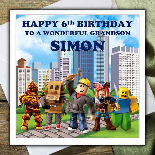 ROBLOX THEME BIRTHDAY CARD personalised AGE RELATIONSHIP NAME £3.50 ...