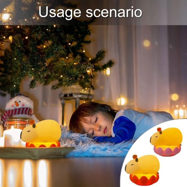 FLOWER BASE CAPYBARA LED Night Light Silicones USB Chargeable Lamp for ...