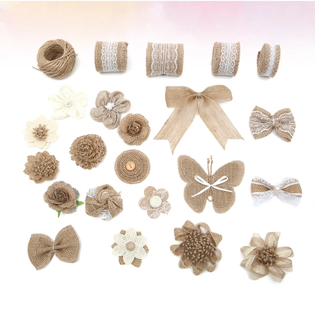 23 PCS ROSES En Toile De Jute Ruban Pour Les Arcs Artisanat Corde EUR ...