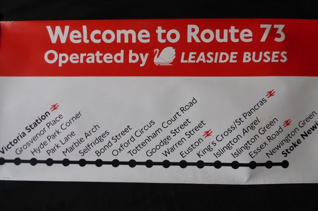 1980'S LONDON TRANSPORT ROUTEMASTER INTERIOR BUS MAP ROUTE 73 VICTORIA ...