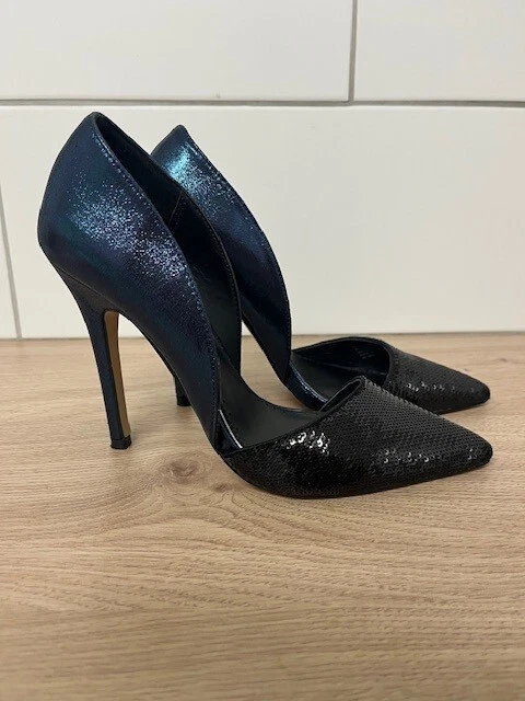 KURT GEIGER MISS KG Black Blue Sequin Heels VGC SIZE 6 £31.88 - PicClick UK