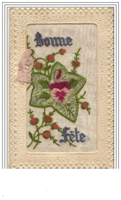 CARTE BRODÉE - Bonne Fête - Pensée - 3409 EUR 8,00 - PicClick FR