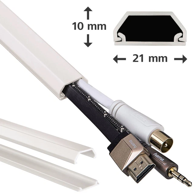 HAMA PVC CABLE Duct 3m Cable Strip Cable Channel Wall Floor TV HiFi £26 ...