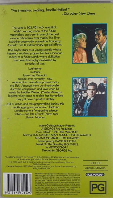 THE TIME MACHINE VHS Tape PG Rating PAL Un-Opened Starring Rod Talyor ...