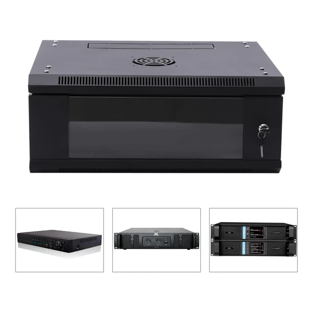 4U WALL MOUNT Network Server Rack Cabinet Enclosure Glass Door Lockable ...