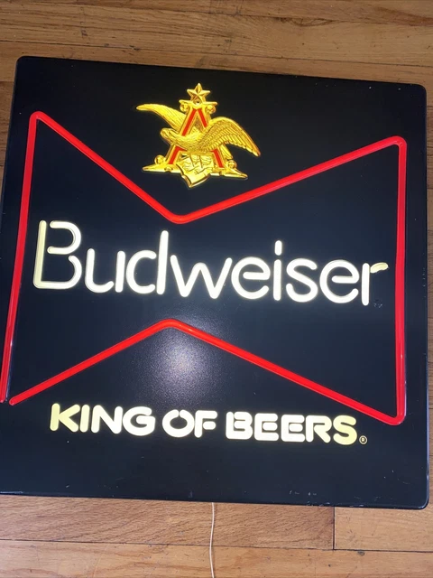 VINTAGE BUDWEISER BEER Lighted Sign 80s King Of Beers Faux Neon £94.37 ...