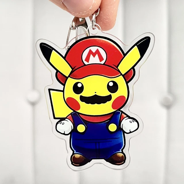 NINTENDO JAPAN POKEMON Pikachu Super Mario Bros TCG Keyring Card Game ...