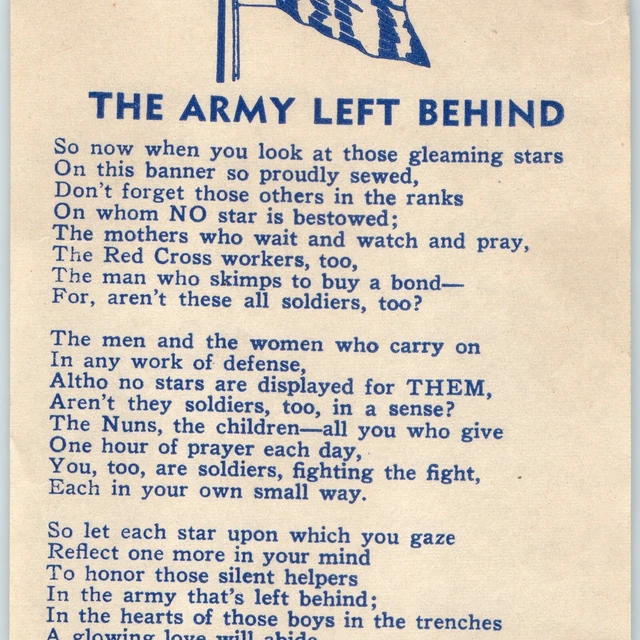 1942 WWII DUBUQUE IA The Army Left Behind Poem John Melgrew Drummy ...