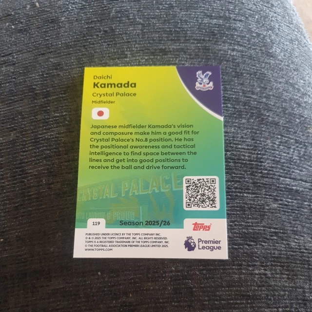💥DAICHI KAMADA TOPPS Premier League 2026 Card #119 Crystal Palace £1.13 ...