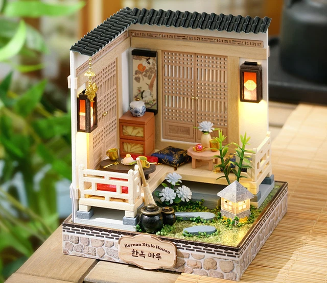 ADICO DIY MINIATURE Hanok Stay Wooden Korean Hanok Miniature Craft Kit ...