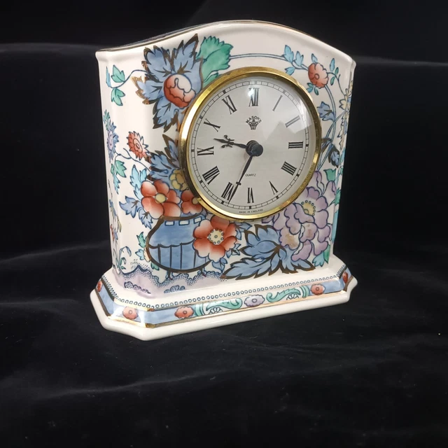 MASONS HAND PAINTED Ironstone 'Topaz Blue' Mantel Clock FREE P&P £24.00 ...