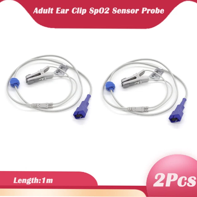 2PC ADULT EAR Clip SpO2 Sensor 9Pin Pulse Oximeter Probe Compatible ...