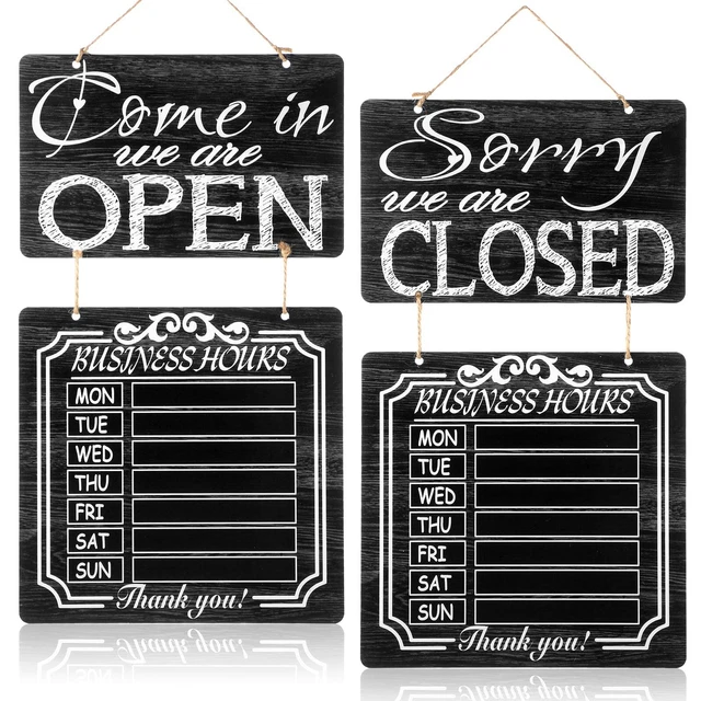 BUSINESS HOURS SIGN Open and Closed Sign Rustic Welcome Chalk Boards ...