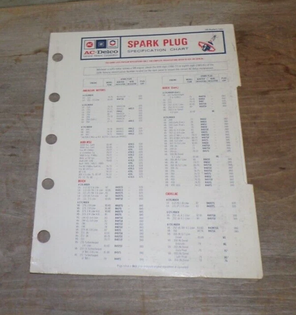 1982 AC DELCO Dealer PCV Valve Specification Chart £3.16 - PicClick UK