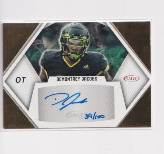 DEMONTREY JACOBS 2023 SAGE HIGH SERIES GOLD ROOKIE AUTO # 39/100 SOUTH ...