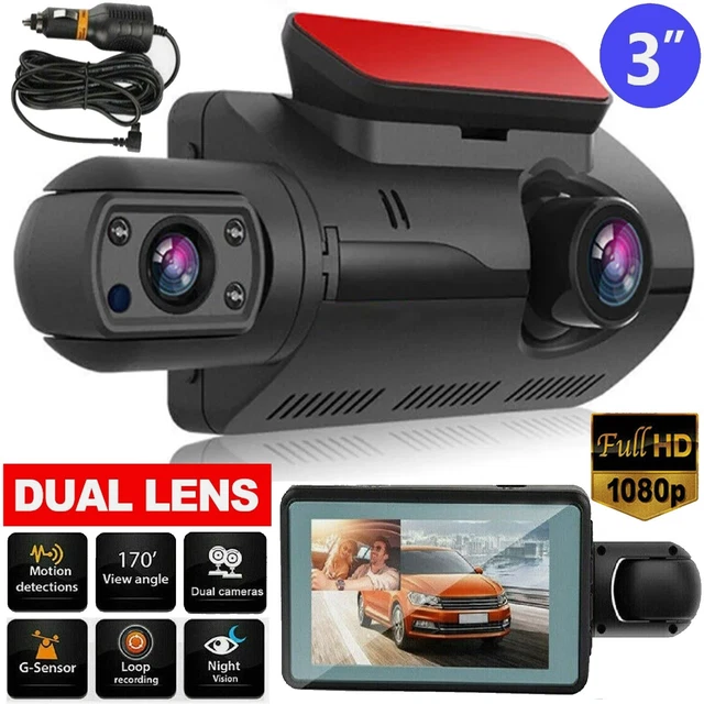CAR DVR DUAL Camera Dash Cam Video Recorder G-Sensor Front And Inside ...