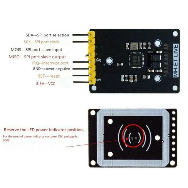 RFID RC522 MINI tags SPI Sensor Arduino module with 2 tags MFRC522 DC 3 ...