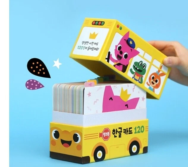 PINKFONG BABY SHARK Family Korean HANGUL Alphabet Flash Vocabulary Card ...