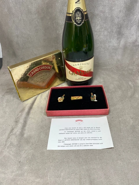 COFFRET DE 3 Pin's champagne Mumm Cordon Rouge vintage Arthus Bertrand ...