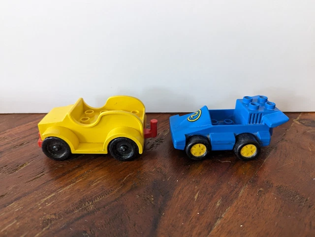 VINTAGE DUPLO LEGO - Blue Formula 1 Race Car Yellow Jeep Toys Building ...
