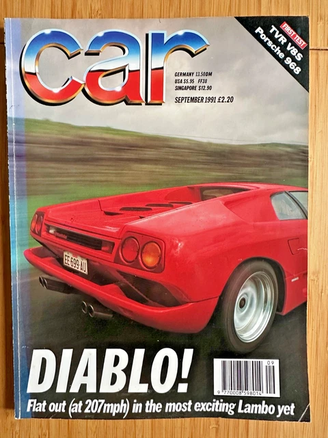 CAR MAGAZINE, SEPTEMBER 1991 - Lamborghini Diablo, TVR V8S, Porsche 968 ...