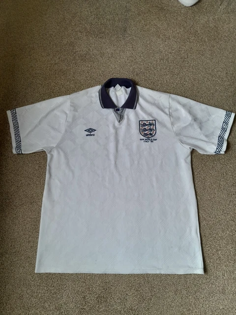 RARE ENGLAND ORIGINAL Umbro 1990 World Cup Shirt 1990 Embroidered Logo ...
