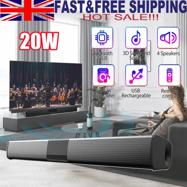 WIRELESS BLUETOOTH SOUND Bar TV Soundbar Subwoofer Speaker Home Theater ...