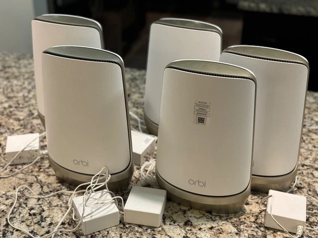 ROUTER + 4 NETGEAR Orbi RBKE963 Quad-Band AXE11000 Wi-Fi 6E Mesh System ...