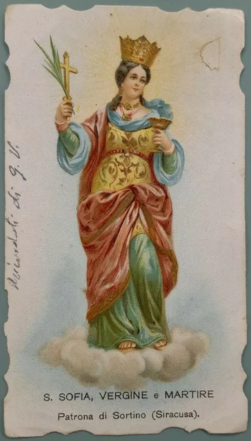SANTINO CROMO SANTA SOFIA VERGINE e MARTIRE Patrona a Sortino -Siracusa HOLYCARD EUR 13,00 ...