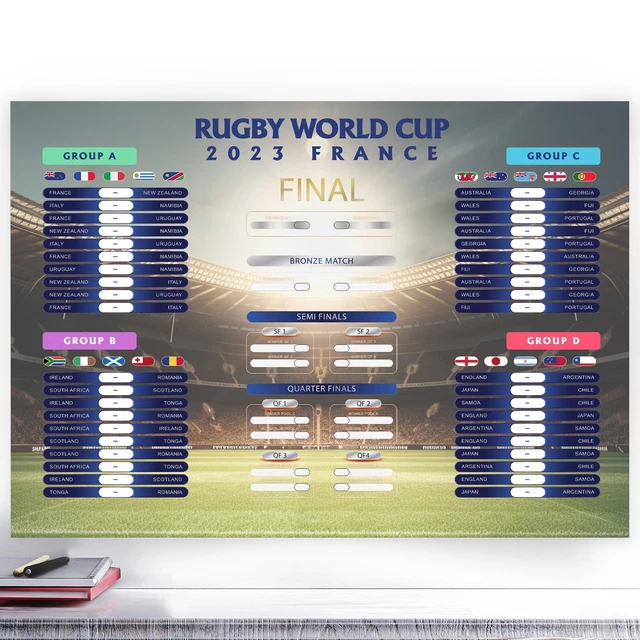 WORLD CUP RUGBY 2023 Wall Chart Planner Poster Cup Tournament - A4 A3 ...