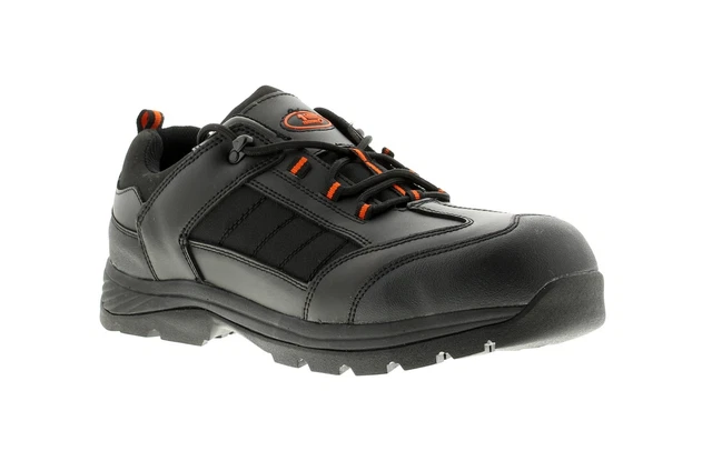 TRADESAFE MENS SAFETY Shoes Trainers Goliath Leather Lace Up black UK ...