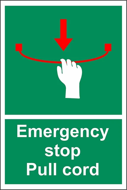 EMERGENCY STOP PULL cord safety sign £2.69 - PicClick UK