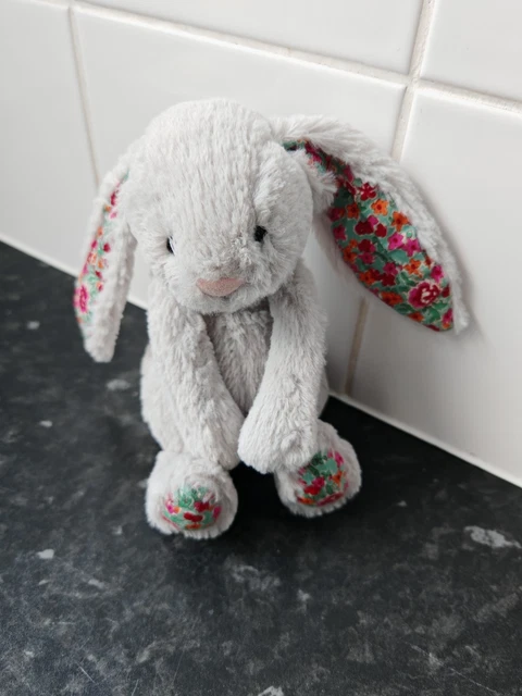 JELLYCAT RARE BASHFUL Bunny Liberty Blossom Silver Rabbit Floral First ...