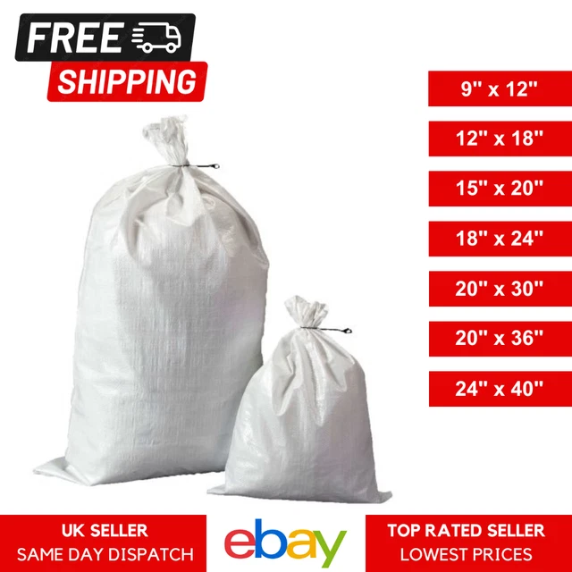 WOVEN POLYPROPYLENE SACKS Heavy Duty Rubble Waste Builders Bags Sand ...
